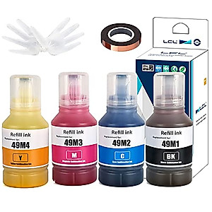 LCL Compatible T49M T49M1 T49M2 T49M3 T49M4 Autofill Sublimation Ink Replacement for SureColor F170 F570 Dye-Sublimation Printer (4-Pack,KCMY)