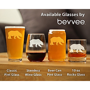 Bear Stemless Wine Glass - Cabin Themed Gifts or Rustic Decor for Women and Men - Engraved Silhouette - Large