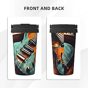 WANGZHAO Musical Guitar patterns Print Double Wall Stainless Steel Vacuum Insulated Tumbler Cup Home Thermal Cup
