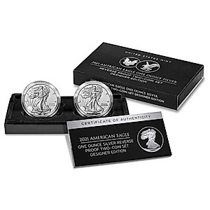 2021 S Reverse Proof Silver Eagles Designer Series Type 1 and Type 2 $1 PCGS PR-70