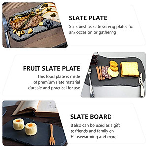 DOITOOL 1pc Slate Dinner Plate Fruit Dessert Storage Plate Slate Boards for Food Slate Dish Sushi Boat Snack Plates Vinegar Dish Fettuccine Noodles Natural Slate Plate Decorate Flat Plate
