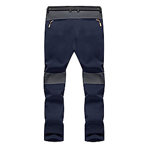 TACVASEN Men's Waterproof Pants Winter Pants Fleece Lined Pants Snow Pants Warm Pants Outdoor Pants Hiking Pants Navy