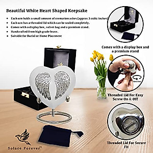 White Heart Keepsake Urn - Angel Heart Urn for Human Ashes - Handcrafted Angel Urn Heart - Honor Your Loved One with Mini Cremation Urn - Heart Shaped Urn Angel Wings - Small Urn for Baby & Infants