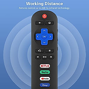 Gvirtue Remote Control Replacement for All Roku TV, Compatible for TCL, Hisense, Sharp, Insignia, ONN, Element, Westinghouse, Philips Roku Series Smart TVs, with Netflix, Hulu, YouTube, Disney+