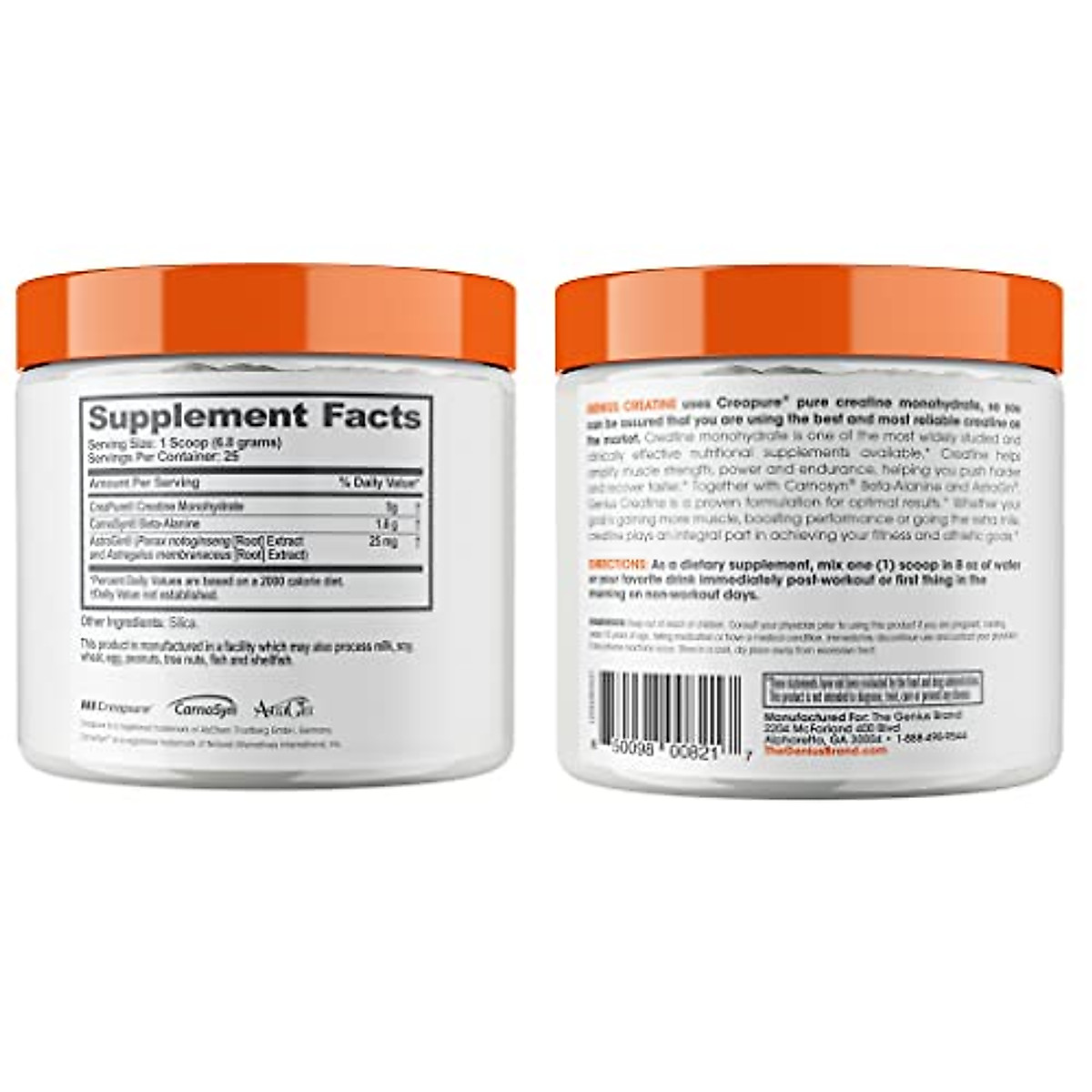 Genius Micronized Creatine Monohydrate Powder, Post Workout Supplement, Unflavored - 100% Naturally Flavored & Sweetened - Supports Muscle Building, Cellular Energy & Cognitive Function – 170g