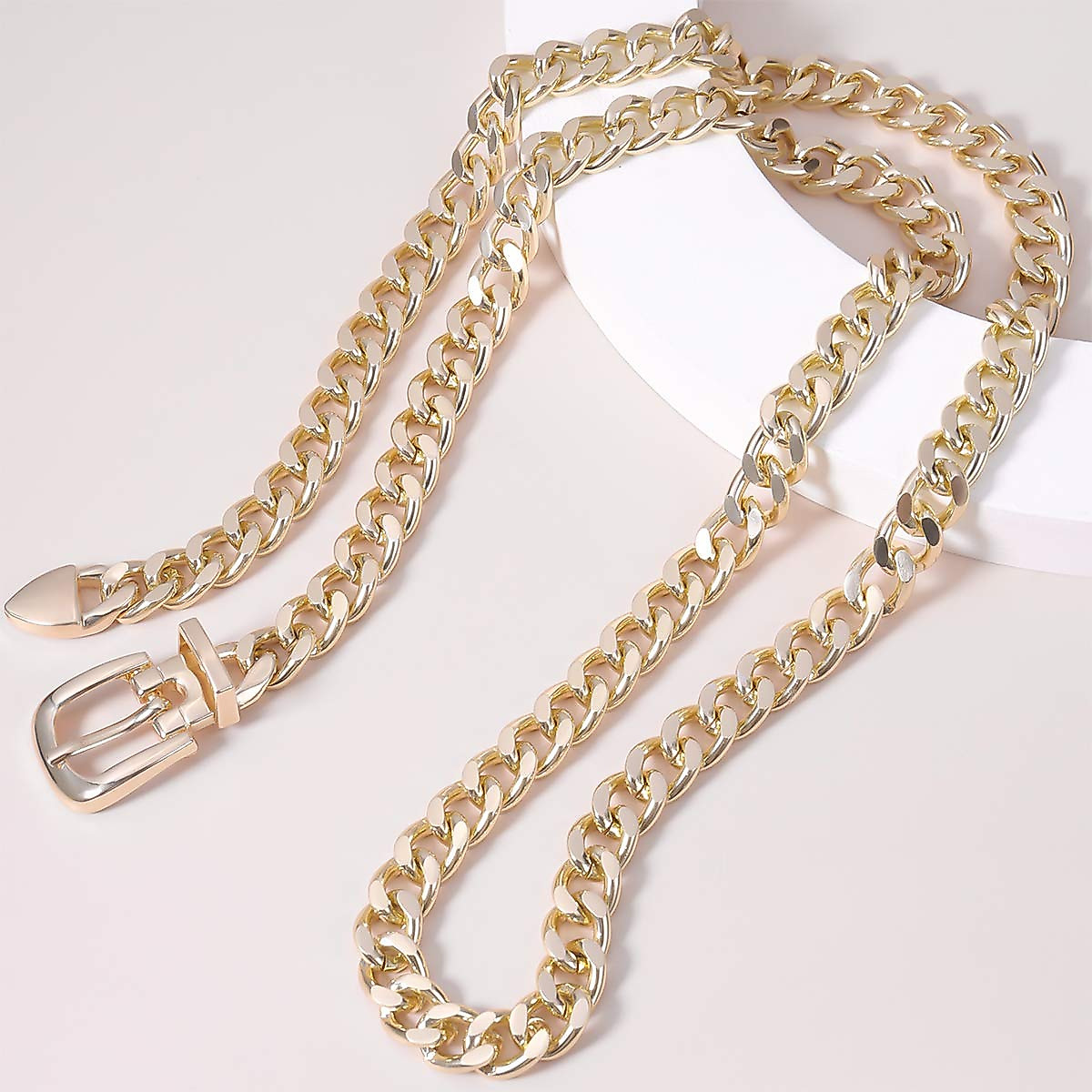 Chain Belt for Women Wasit Chain Belt Chain Chunky Belt Chain Gold Chain Belts（Gold-52inch)