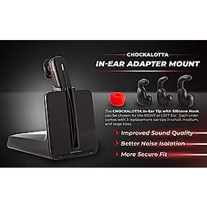 CHOCKALOTTA in-Ear Tip with Silicone Hook Compatible with Plantronics Poly CS540 / W440 / W740 / WH500 Headsets (1-Pack Adapter + 3 Pcs Left S/M/L Ear Tips)