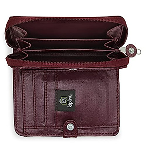 Kipling Women's Money Love, RFID Anti-Hacker Technology, Zip Closure Wallet, Burgundy Lacq