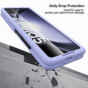 Foluu Slim Fit Case for Samsung Galaxy Z Fold 5 Case, with Front Built-in Screen Protector, Ultra Thin Matte PC Protective Cover for Samsung Galaxy Z Fold5 5G 2023 (Purple)