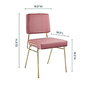 Modway Craft Performance Velvet Dining Side Chair, Gold Dusty Rose