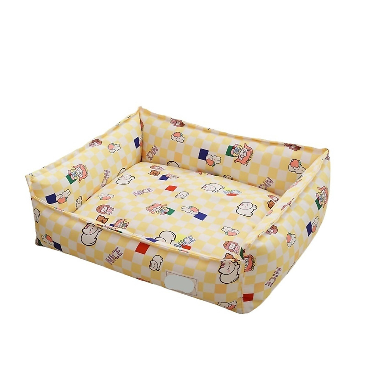 ITOMEN Pet Bed Bed Dog Cat Pet Square Lattice Kennel Medium Small Dog Sofa Bed Cushion Pet Comfort (Color : Light Green, Size : 75x60cm)