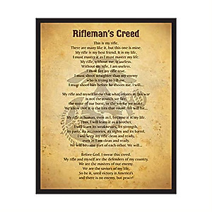 "Rifleman's Creed" Marine Corps Wall Art Sign -8x10" Distressed Typographic Poster Print-Ready to Frame. Perfect Military Decor for Home-Office-Garage-Cave-Shop. Great Gift for All Marines. Semper Fi.