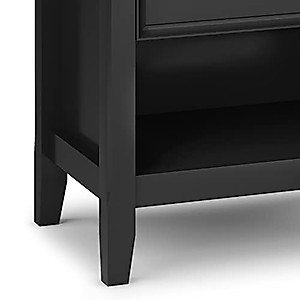 SIMPLIHOME Amherst SOLID WOOD 24 Inch Wide Traditional Bedside Nightstand Table in Black, For the Living Room and Bedroom