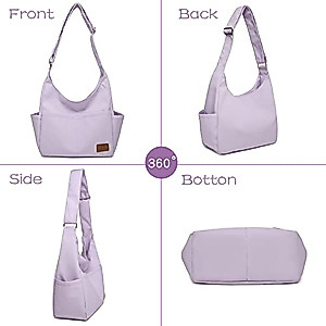 MYHOZEE Purple Canvas Tote Bag for Women - Durable, Lightweight, Large Capacity with Multiple Pockets, Adjustable Wide Shoulder Strap, Stylish and Versatile