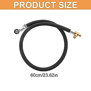 1 Pc Tire Inflator Hose-60cm, Fine Thread Air Pump Hose Lengthened with Valve Adaptors Flexible for Car Bicycle Tire Pump's Hose(Main Black)