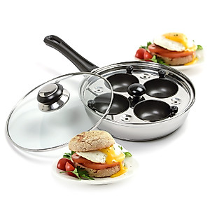 Norpro 8.5 Inch Skillet Set with Removable 4 Egg Poacher, 8 IN, as shown