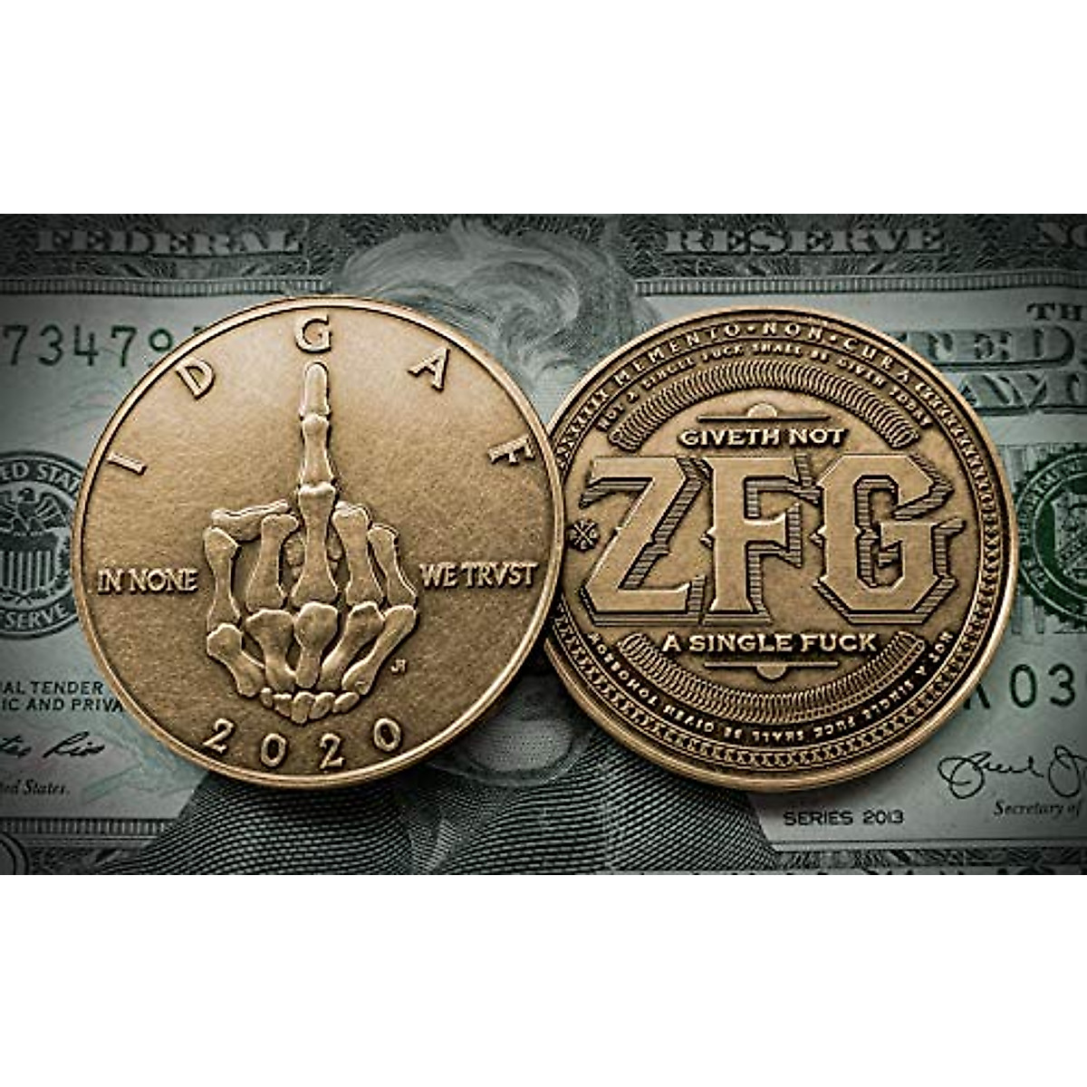 ZFG Inc. IDGAF Middle Finger Reminder Coin, Bronze Color, Collectible Challenge Coin, 1-Count