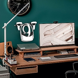 Geekria VR Wall Mount Stand Compatible with Meta Q3/QPro/Q2/QRift S/Valve Index/HTC Vive/HP Reverb G2/Playstation VR Game Accessories Storage Stand Holder Hook (Silver)