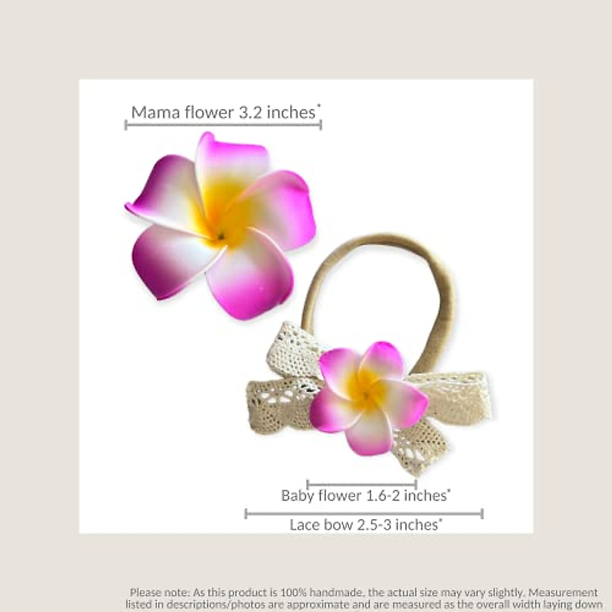 Mommy Baby Matching Handmade Hawaiian Plumeria Flower Headband and Hair Clip Set Baby Shower Gifts Holiday Gifts for Babies Baby Girls Family Matching (Dawn Pink)