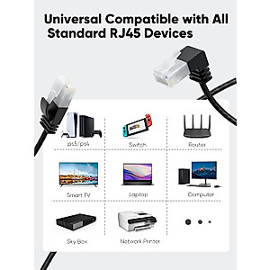 CableCreation Ultra Slim Cat6a Ethernet 10ft Long Cable OD 2.8mm, Down Angle LAN Super Light Cord, High Speed 10G UTP Network Patch Cable, Internet Wire for PC,Router, Modem, Printer,TV Box/PS5, 3M