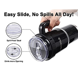 DLOCCOLD 40 oz Tumbler with Handle, Lid & Straw, Insulated Double Walled Stainless Steel Tumbler, Thermos Travel Coffee Mug for Women Men, Reusable water Tumbler with Leak-Proof Lid