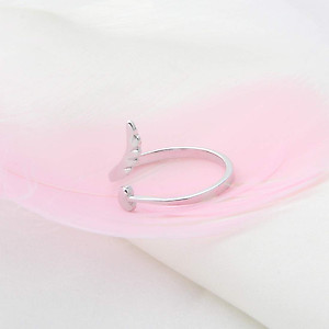WUSUANED Open Adjustable Guardian Angel Wing Heart Finger Ring Fashion Exquisite Jewelry for Women (angel wing ring)