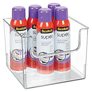 mDesign Modern Plastic Open Front Dip Storage Organizer Bin Basket for Home Office Organization - Shelf, Cubby, Cabinet, Cupboard, and Closet Organizing Decor - Ligne Collection - 4 Pack - Clear