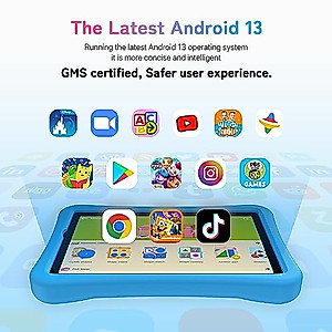 UMIDIGI Kids Tablet, G1 Tab Android 13 Tablet PC, 10.1" Tablet for Kids, 8G+64G up to 1TB, WiFi 6, 8MP+8MP Dual Camera, Quad-Core, 6000mAh, BT5.0, TÜV Eye Bluelight Tablet Android, Parental Control