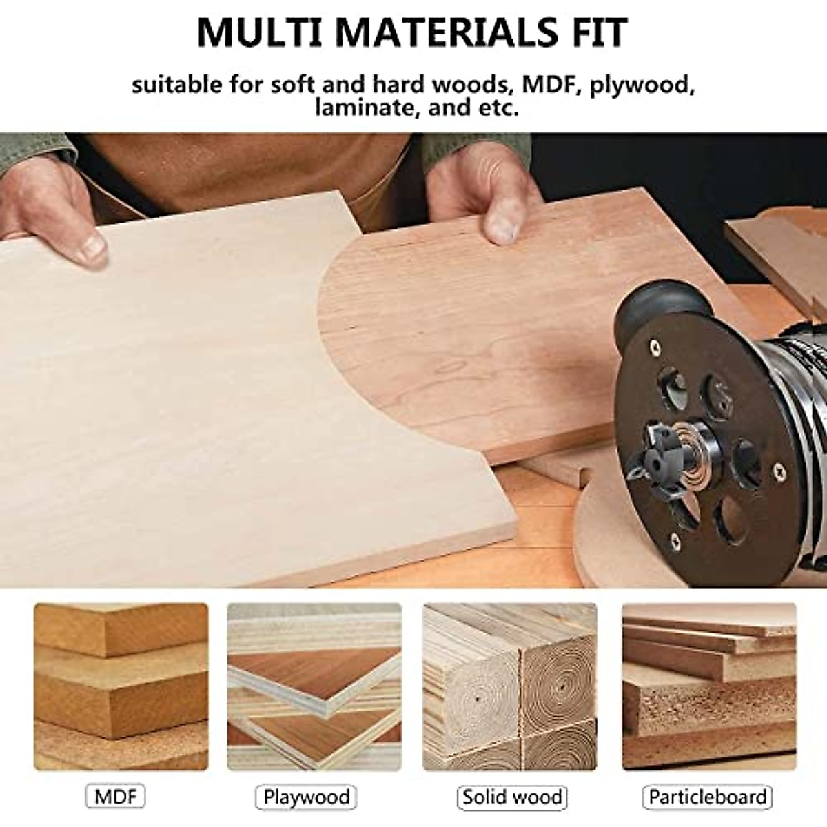 SpeTool 1/4 Inch Shank 1-1/4" Cutting Diameter Spoilboard Surfacing Router Bit 2+2 Inserts Cutter Planing Bit Flycutter Leveler Slab Flattening Router Bit Woodworking Milling Cutter