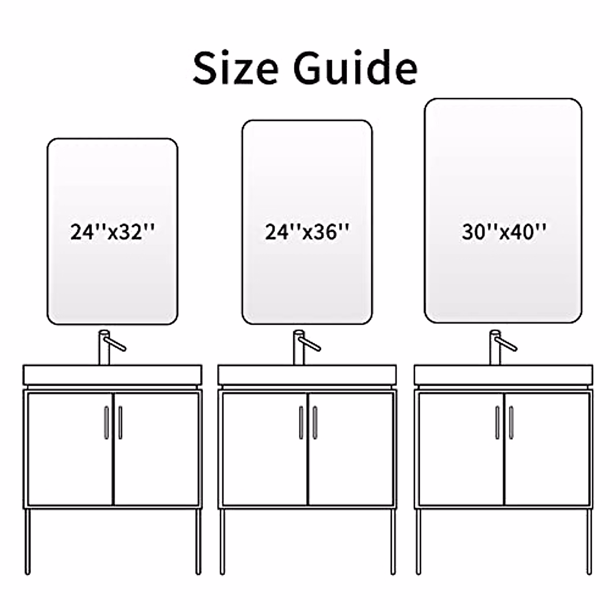 G-LEAF Bathroom Mirror for Wall, 30" X 40" Rectangular Wall Mirror, Black Metal Framed with Rounded Corner, Hangs Horizontal Or Vertical