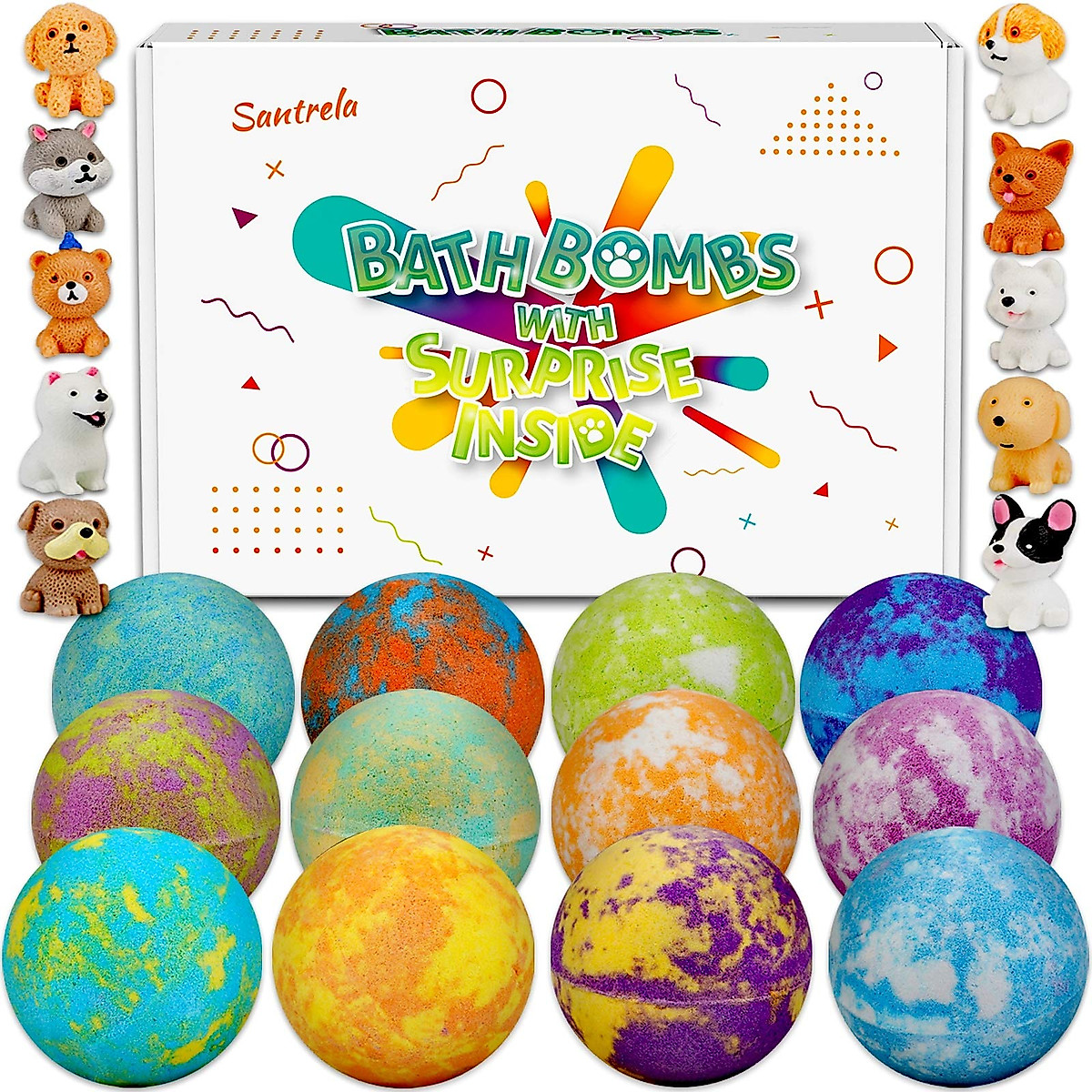 Bath Bombs for Kids with Toys Inside for Girls Boys - 12 Set Surprise Bubble Bath Fizzies, Colorful Handmade Kids Safe and Gentle Spa Bath Fizz Balls Kit, Birthday Christmas Gift (Package May Vary)