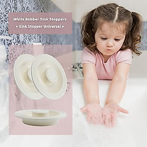 Faotup 2Pcs White Rubber Sink Stoppers Bathtub Stoppers Sink Stopper for Bathroom Laundry Drain Sink Stoppers Universal, 4.01"x4.01"x0.98"