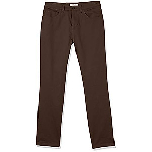 Amazon Essentials Men's Chinos, Athletic Fit, Work Pants, 5-Pocket, Comfort Stretch, Brown, 33W x 30L