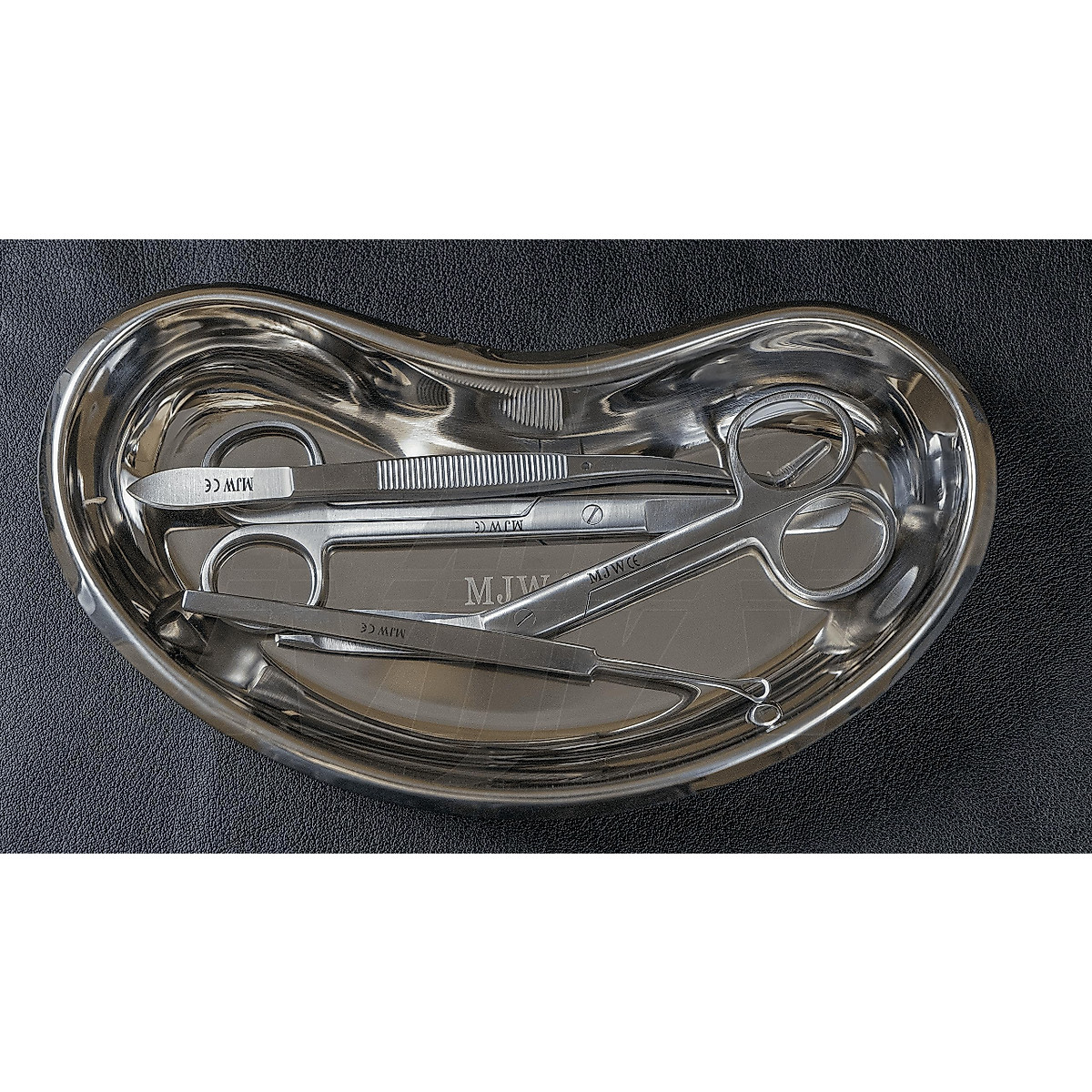 MJW Stainless Steel Kidney Dish - 8.3" kidney Shaped Curved Emesis Bowl for Medical, Dentistry and Veterinary Use, Ideal Kidney Basin Lab Instrument Tray