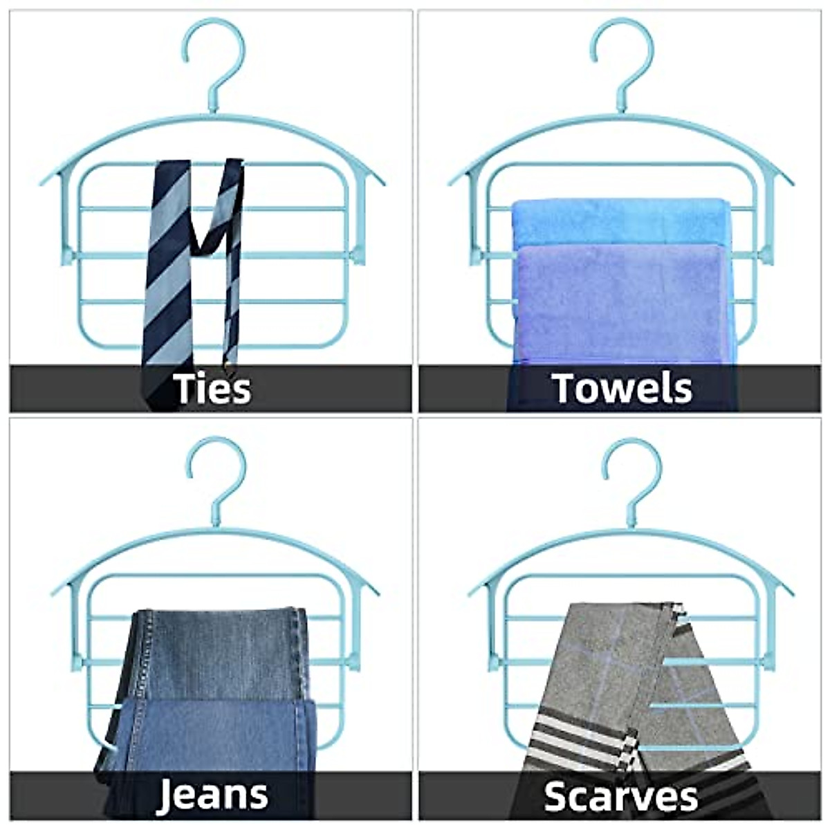 Pants Hangers Space Saving,3 Pack Multifunctional Pants Rack Hanger,Rotatable Closet Storage Organizer with Anti-Slip Design for Pants Jeans Scarf Towels Shoes,Travel Essentials