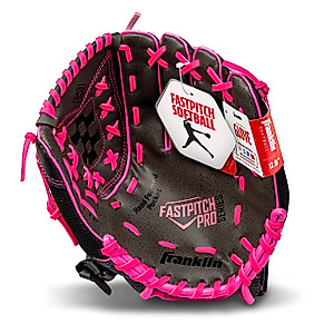 Franklin Sports Softball Glove - Left and Right Handed Softball Windmill Fastpitch Pro Series Adult and Youth Fielding Glove - 12 Inch Right Hand Throw - Pink