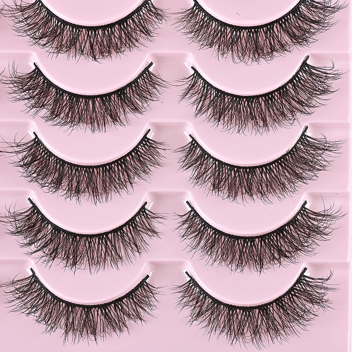 FARRED Natural Eyelashes Short Lashes Small Wispy Eyelash Sets Black Faux Mink Lashes 14 Pairs Fluffy Cat Eye Lash False Strip Lashes Pack for Daily Makeup (F1 | 8-14mm)