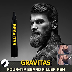 GRAVITAS 4-tip Beard Filler Pen for Men (Dark Brown)