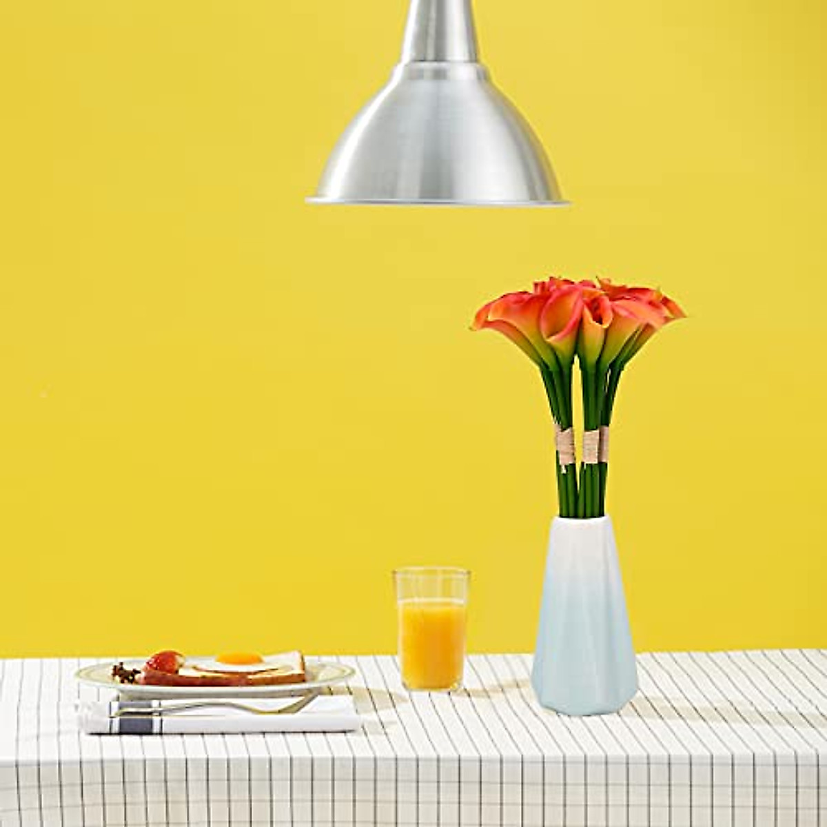 Softflame Artificial/Fake/Faux Flowers - Calla Lily Bunches Orange Color, Pack of 4, Totally 20 Heads, for Wedding, Home, Party, Restaurant