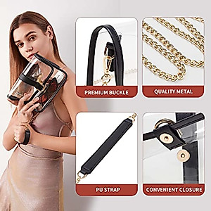 Vorspack Clear Purse - Clear Bag Stadium Approved Clear Crossbody Bag Gift for Women with Adjustable Strap Clear Plastic Bag for Concert Sport Festival - Black