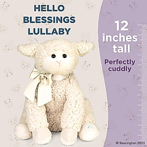 Bearington Baby Blessings Lullaby Musical Lamb White Plush Stuffed Animal, Adorable, Soft and Cuddly, Great Gift for Kids of All Ages, Birthdays, Holidays and Special Occasions Like Easter, 12 inches