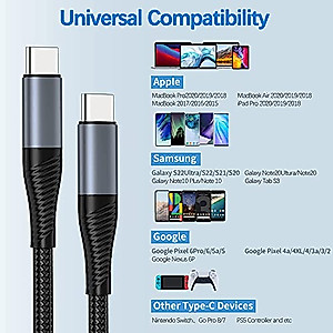 Deegotech USB C to USB C Cable, [6.6Ft 2-Pack] Durable Nylon Braided 100W 5A USB C Cable PD Fast Charger Compatible with MacBook Pro, MacBook Air, iPad Pro/Air, Galaxy S22 S21-Black