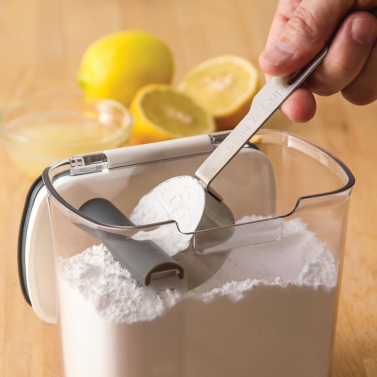 Progressive International Prepworks ProKeeper 2- Piece Kitchen Clear Food Baker's Kitchen Storage Organization Canister Set (Powdered Sugar 1.4-Quart)