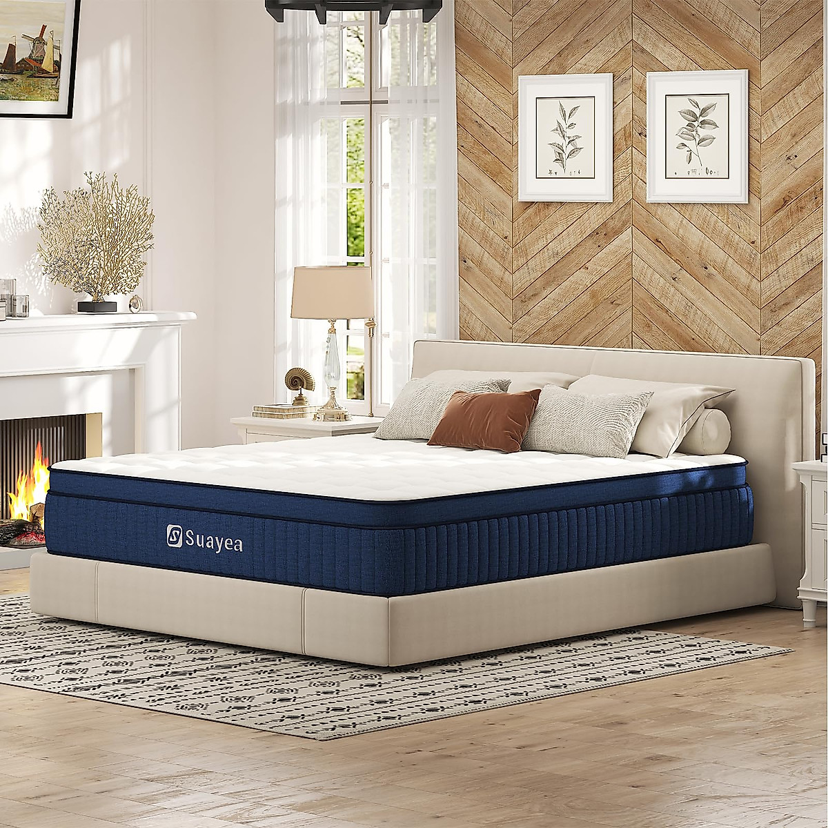 Queen Mattress, 12 Inch Queen Size Mattress in a Box,Ultimate Motion Isolation with Memory Foam and Pocket Spring, Edge Support, Medium Firm