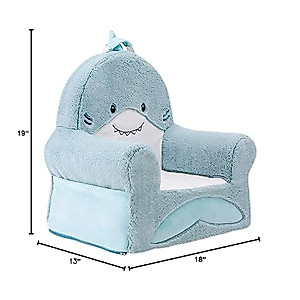 Soft Landing Sweet Seats, Premium and Comfy Toddler Lounge Chair with Carrying Handle & Side Pockets, Light Grey Shark