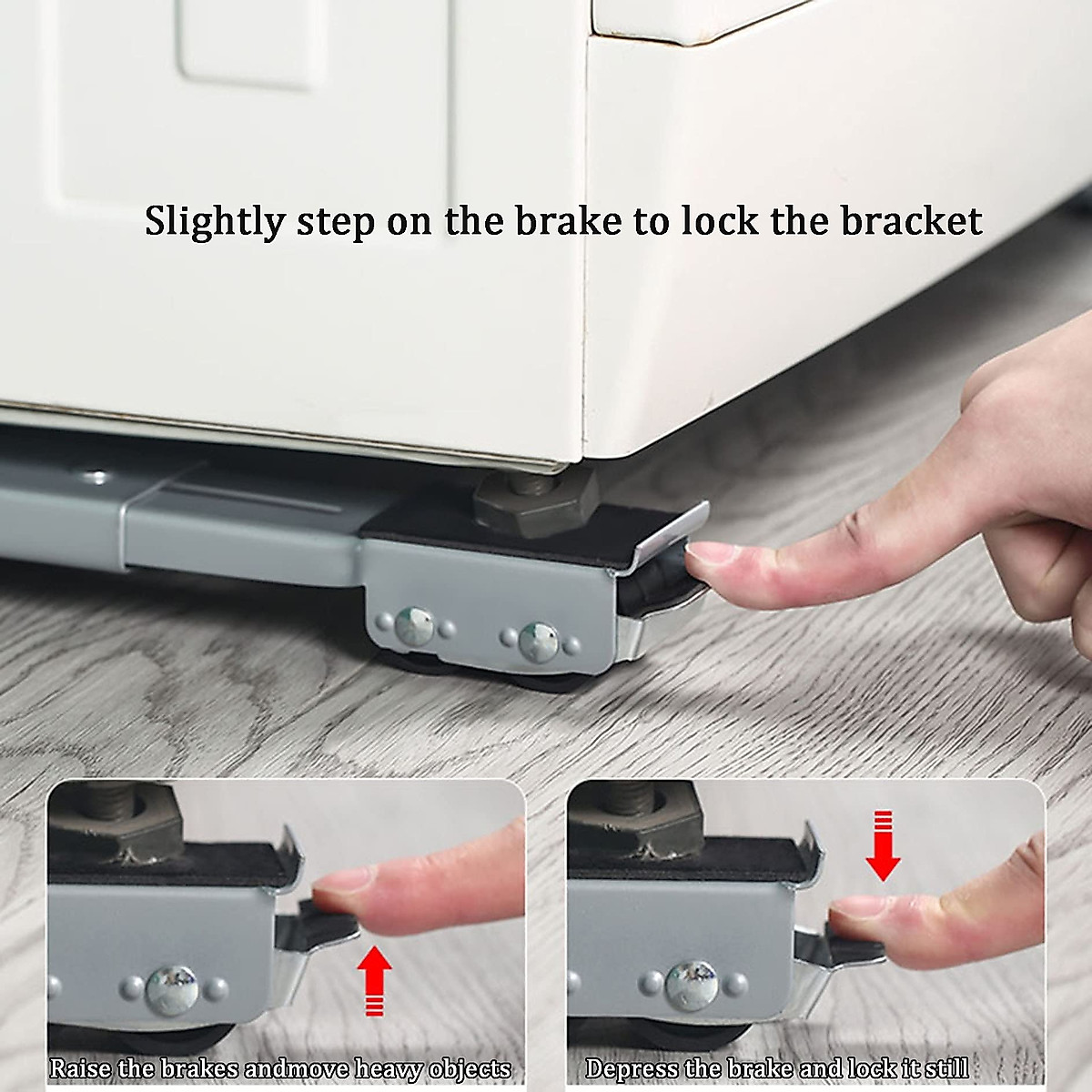 XUQU Mini Fridge Stand with Wheels Washing Machine Stand Movable Adjustable Refrigerator Base with Brake Extensible Appliance Rollers Heavy Duty is Suitable Pack of 2