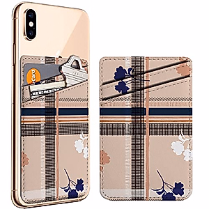 Diascia Pack of 2 - Cellphone Stick on Leather Cardholder ( Pastel Pink Spring Pattern Pattern ) ID Credit Card Pouch Wallet Pocket Sleeve