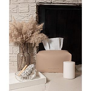 JADE AND JUNO HOME Tissue Box Cover/Holder (Rectangle) - Covers Rectangular Shaped Boxes with a Contemporary Finish - Designed with Modern PU Leather (Weathered Oak)