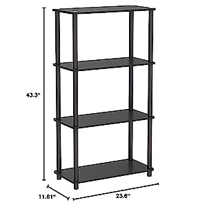 Furinno (99557EX/BK) Turn-N-Tube 4-Tier Multipurpose Shelf Display Rack - Espresso/Black