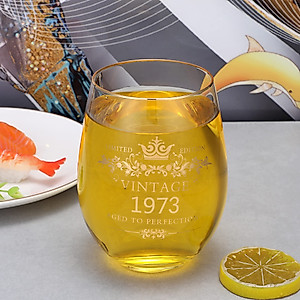 wufengye 1973 51th Birthday Gifts for Women Men 15 Ounce Wine Glasses Classic Birthday Gift Water Tumbler Juice Cup Happy Birthday Present .1973 Vintage Edition 51th Anniversary